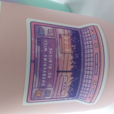 Laptop Cute Aesthetic Vinyl Sticker Waterproof, Waterbottle, Kawaii ...