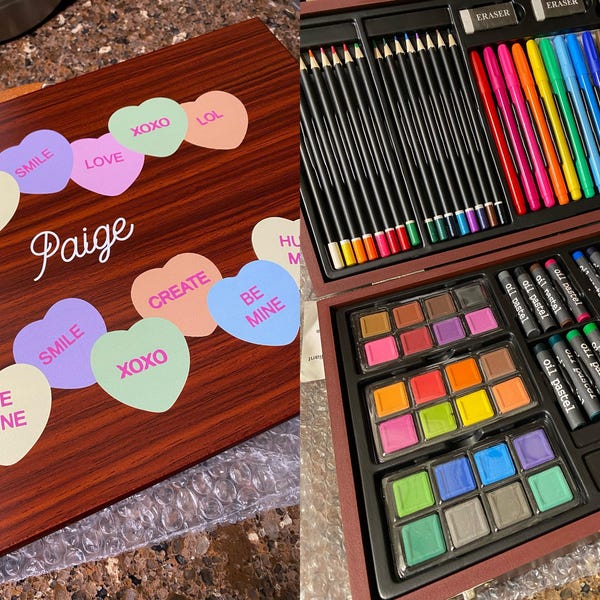 Personalized Art Set - 80-piece Deluxe Art Set W/wood Carrying Case ...