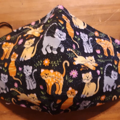 Cat Mask With Filter Pocket, 3 Layer Cat Face Mask, Cat Lover Mask With ...