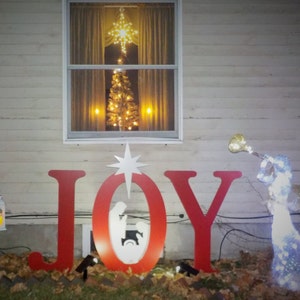 Outdoor Red Joy Nativity Display - Etsy