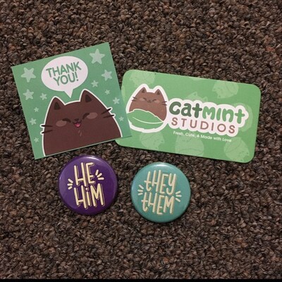 Pronoun Buttons 1.5 In Pinback Button Set LGBT Gender - Etsy