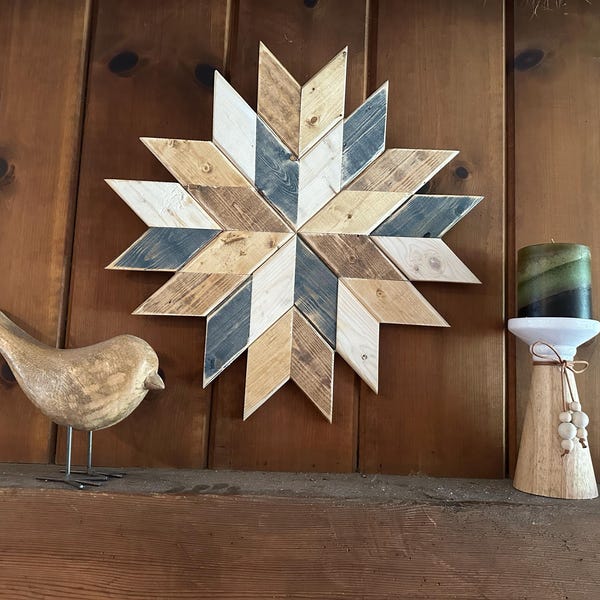 Wooden Barn Star Pattern, Wood Quilt Star, Mosaic Wood Wall Art ...