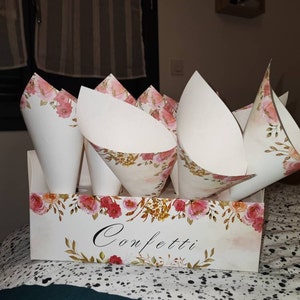 Wedding Confetti Cone Holder-white & Kraft Confetti Cone Stand Trays ...