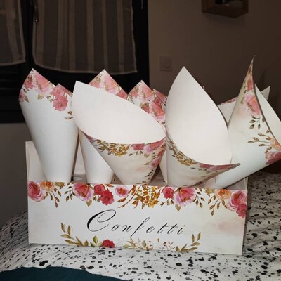 Wedding Confetti Cone Holder-white & Kraft Confetti Cone Stand Trays ...
