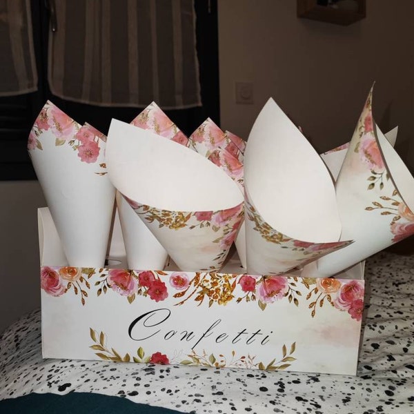 Wedding Confetti Cone Holder-white & Kraft Confetti Cone Stand Trays ...