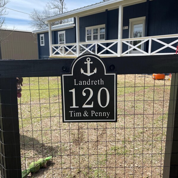 Oval Hanging House Number Sign, Signpost Sign, Wood Grain Address Sign ...