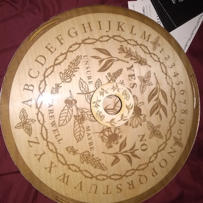 Wooden Ouija Board Herbal Round Spirit Board Floral Talking Board Game ...