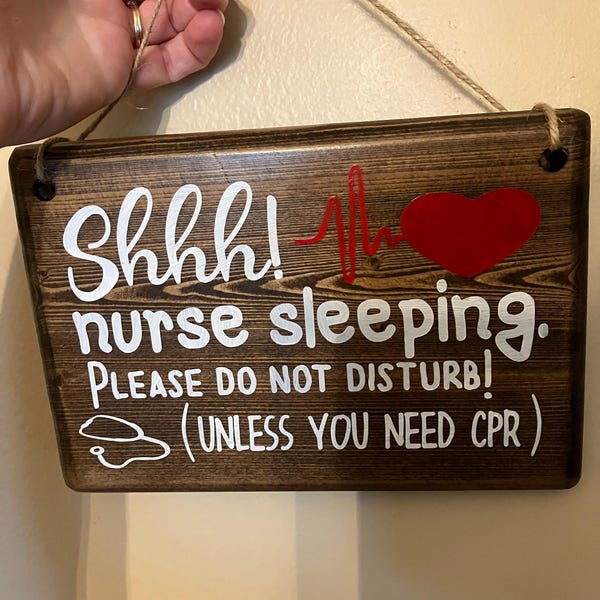 Sleeping Nurse Sign | Nurse Sleeping Sign | Nurse Sign | Nurse Gift ...