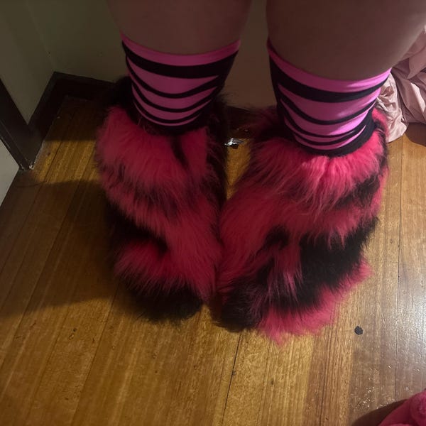 Funki-b Fluffy Furry Leg Warmers Over Knee Thigh High Faux Fur Boots ...