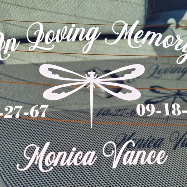 In Loving Memory Dragonfly Vinyl Decal Name Dates Custom Personalized ...