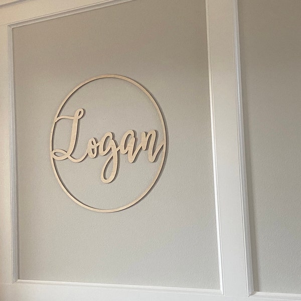Personalized Circle Name Sign - Various Sizes, Wooden Name Sign, Custom ...