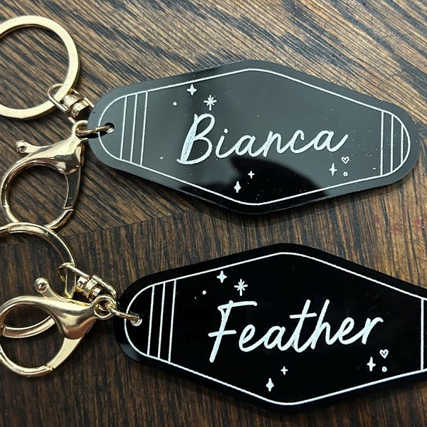 Personalized Name Retro Motel Keychain, Acrylic, Bridesmaid Gift, Gift ...