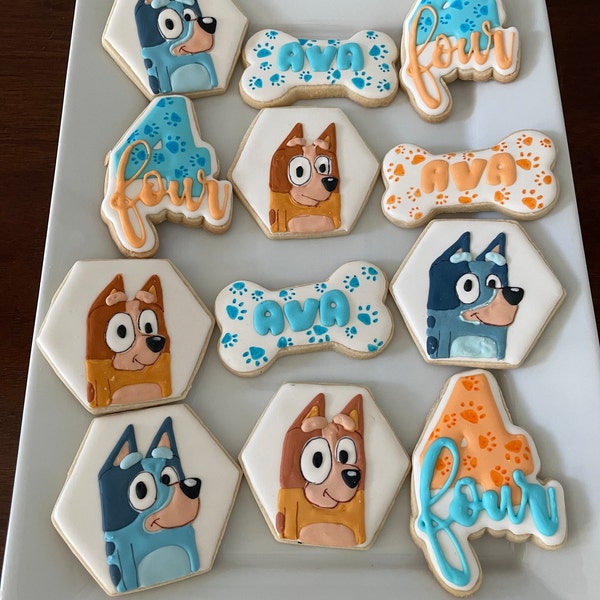 Bluey Sugar Cookies, Birthday Cookies, Royal Icing Cookeis - Etsy