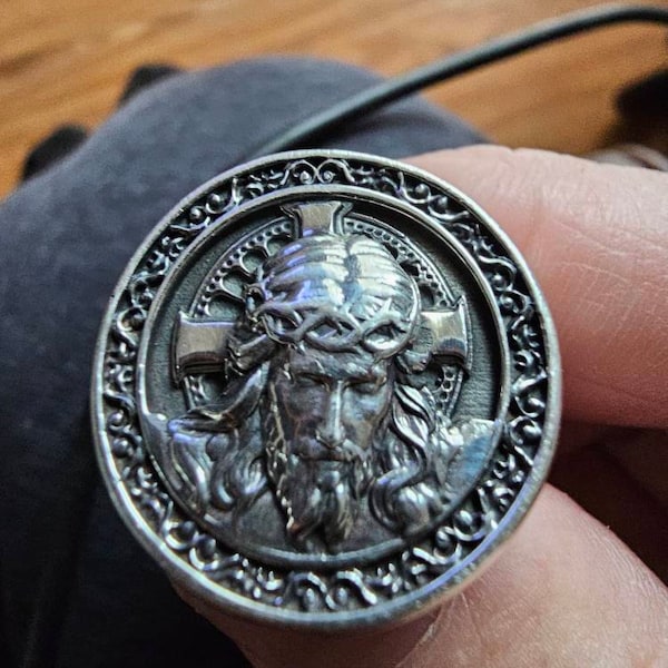 Jesus Christ Ring Sterling Silver 925 Cross God Head Jewellery Handmade ...
