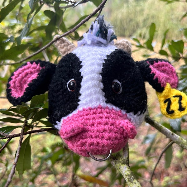 Cow Head Keychain Crochet Pattern; 2 Spot Face Pattern Extension; PDF ...