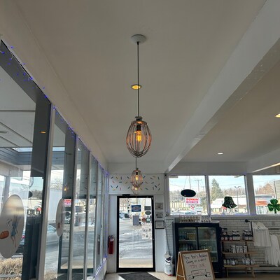 Industrial Bakery Whisk Single Pendant Light With Vintage Edison Light ...