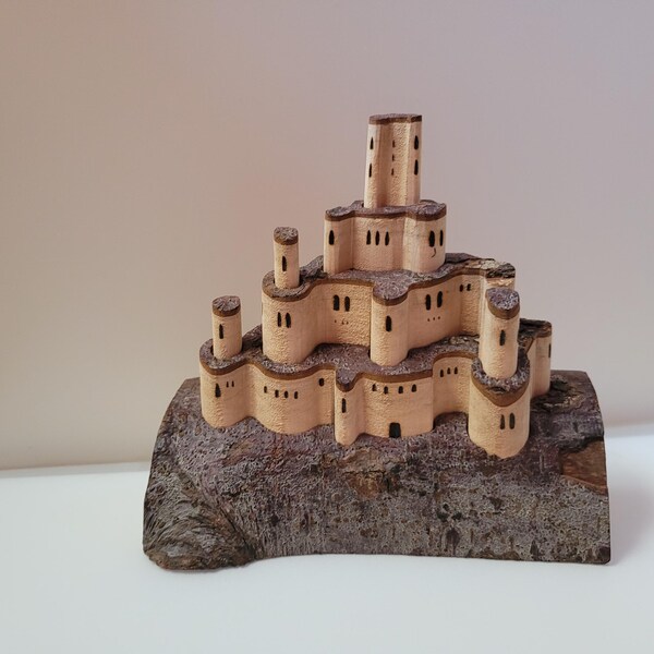 Wooden Pop up Castle Carved From a Garden Tree Log Expending Into a ...