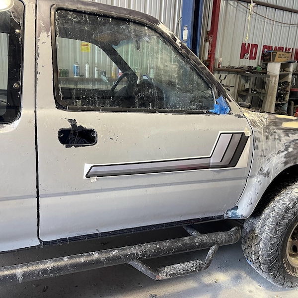 Retro Stripes 70's 80's Bedside (2 Decals) Size: 11.6"w X 1.9"h for ...