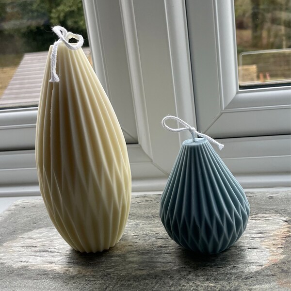 Large Ribbed Thick Pillar Candles/decorative Candles/anniversary - Etsy