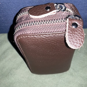 AG Wallets Unisex Small Cow Leather RFID Double Zipper Credit Card ...