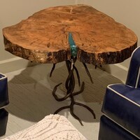 Forged Iron Twisted Leaning Tree Branch Coffee Table Base for Wooden Top, Metal Furniture ...