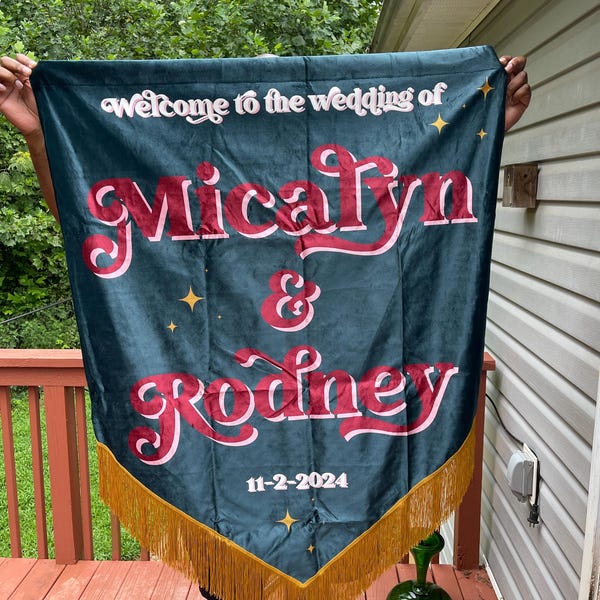 Personalized Velvet Wedding Banner Flag: Custom Event Signage - Etsy