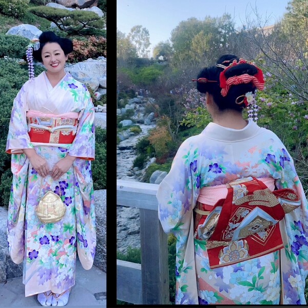 DEAR VANILLA Authentic Japanese Men's Kimono Kaku Obi Vintage Samurai ...