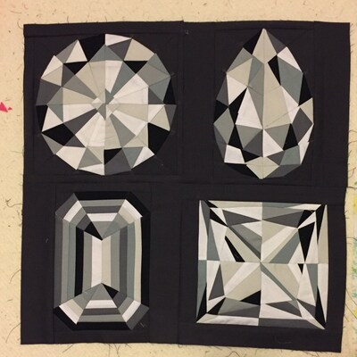 Diamond Paper Piecing Pattern Round Cut Gemstone Jewel Quilting Pattern ...