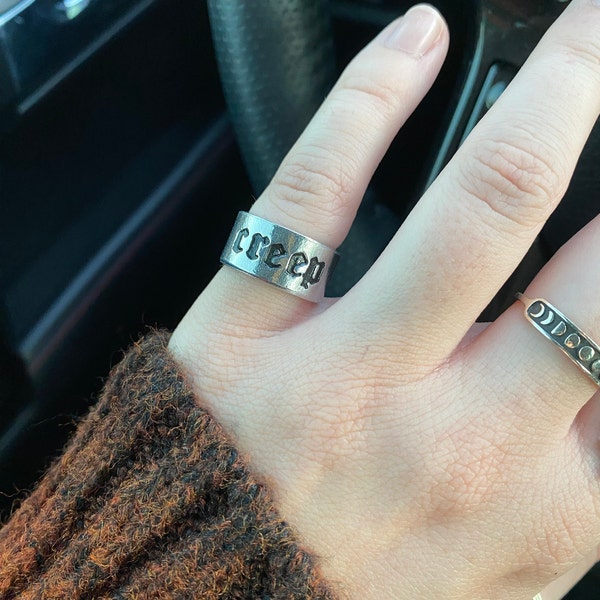 Creep Ring, Horror, Gothic, Halloween, Goth Jewelry, Aluminum Cuff Ring ...