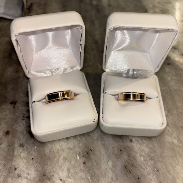 Two Tones Gold Wedding Band 10K 14K 18K for Men and Women, Modern ...