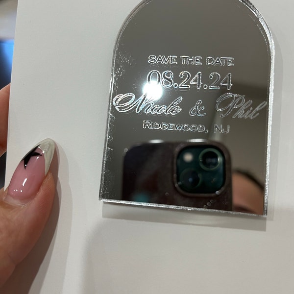 Boho Save the Date Mirror Acrylic Magnets Custom Personalized / Arch ...