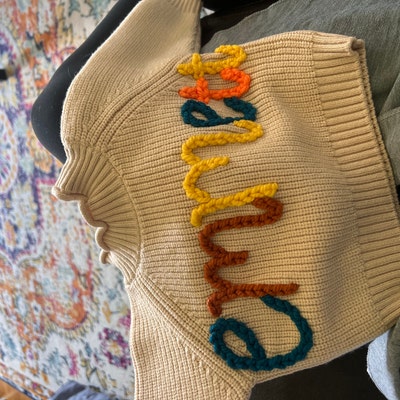 Custom Name Sweater, Personalised, Hand-embroidered Jumper, Baby Shower ...