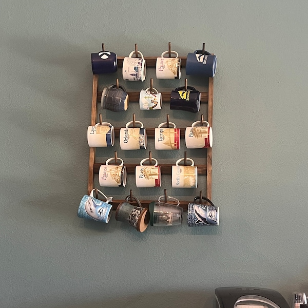 Small Mug Rack, Wood Wall Racks, Wood Kitchen Organizers, Coffee Mug ...