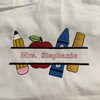 Teacher Name Frame Embroidery Design, Split Crayons Embroidery, Back to ...