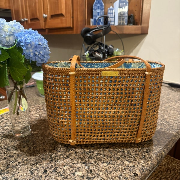 Rattan Leather Handbag, Cane Rattan Sling Bag, Webbing Rattan Purse ...