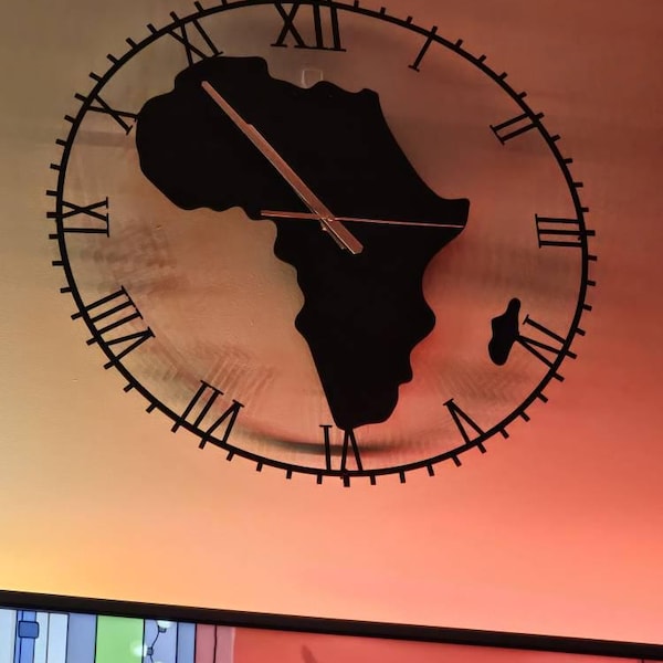 Black Africa Map Clock, Africa Metal Wall Clock, Livingroom Metal Wall ...