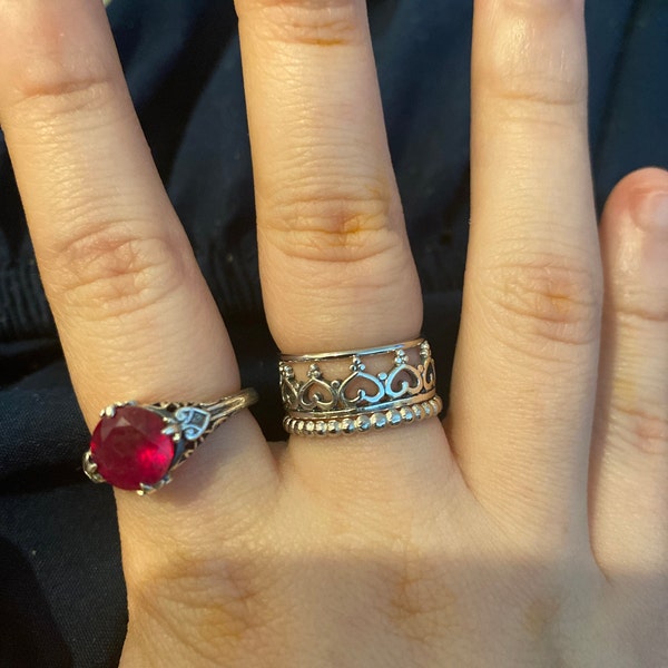 Princess Ring, Crown Ring, Crown Stacking Set, Sterling Silver Princess ...