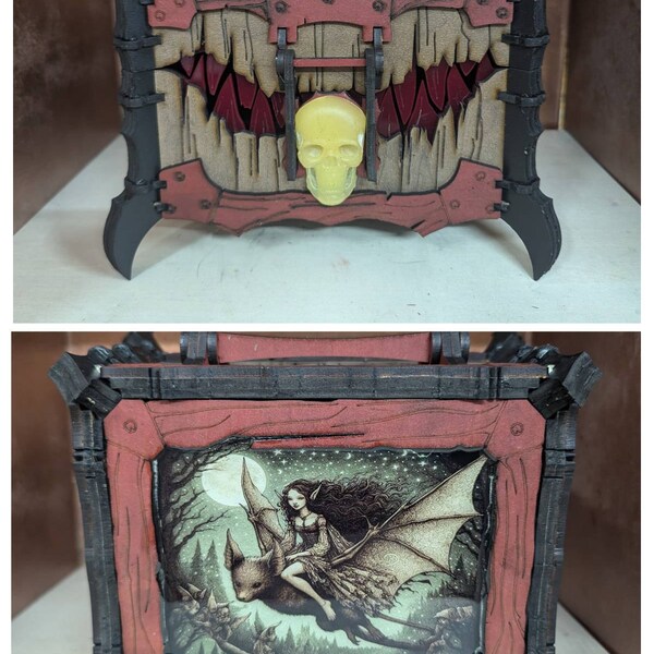 Forest Creatures Troll Riding on A Bat Moon and Stars Goblin Core ...