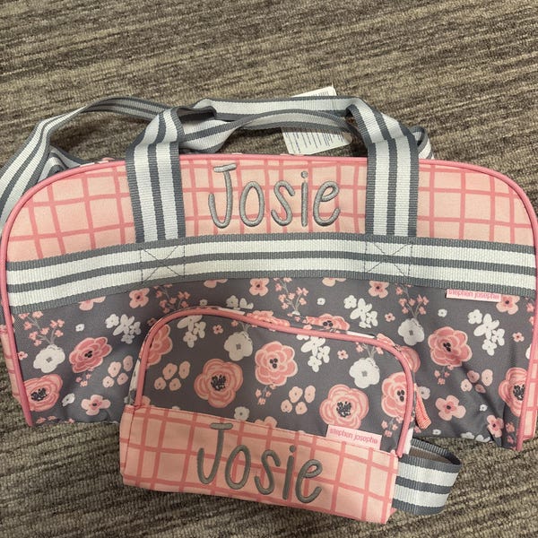 Girls Duffel Bag With Monogram, Personalized Duffel Bag, Monogram ...