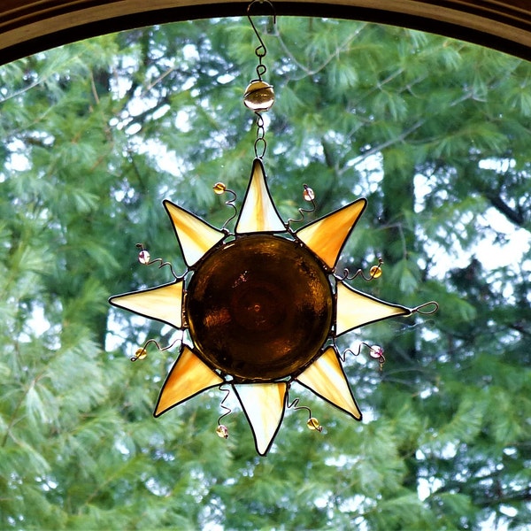 Rondel Sun Shine Stained Glass Suncatcher- (a True Sun-catcher ...