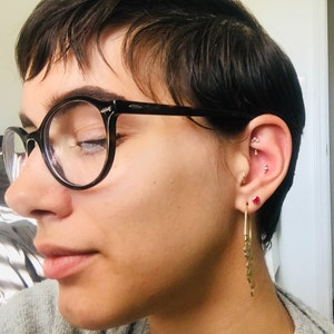 14kt Solid Gold Opal Rook Piercing,daith Piercing Curved Barbell..16g ...