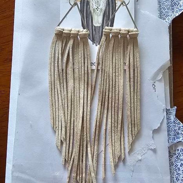 Rust Leather Earrings, Fringe Leather Earrings, Statement Earrings ...