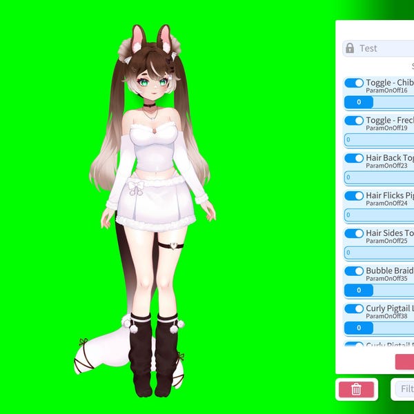 Rigged Vtuber Asset - Bubble Braid With Bow Accessory + 8 Color ...