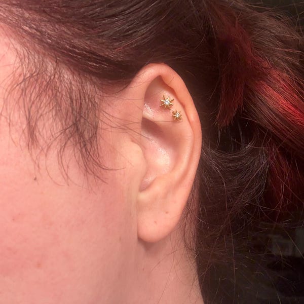 Titanium Tiny Heart Threadless Push Pin Labret, 2/2.5/3/3.5 Star Flat ...