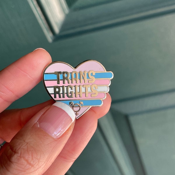 Trans Rights Enamel Pin - Equal Rights Badge - Trans Flag - Etsy