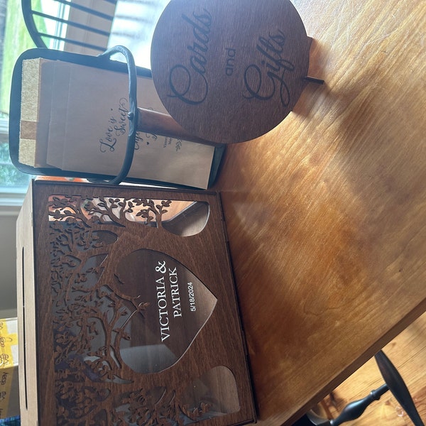 Wedding Card Box With Slot, Family Tree Card Box for Wedding, Rustic ...