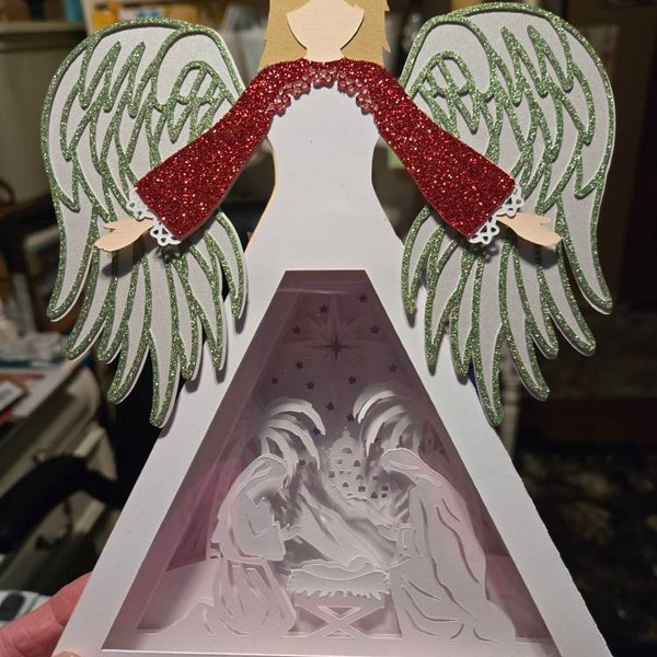 Christmas Angel Shadow Box Svg, Angel Lantern Svg, Nativity Shadow Box ...