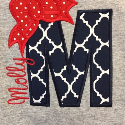 Bow Alphabet Letter Set A-Z Applique Machine Embroidery Design 4 Sizes ...