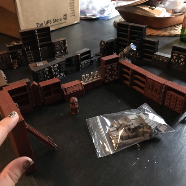 Library Modular Shelves Furniture Dnd Miniature Terrain | Dungeons and ...