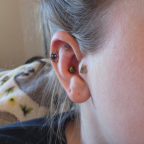 14K Solid Gold Teardrop Rook Earring Dainty Rook Piercing Eyebrow ...